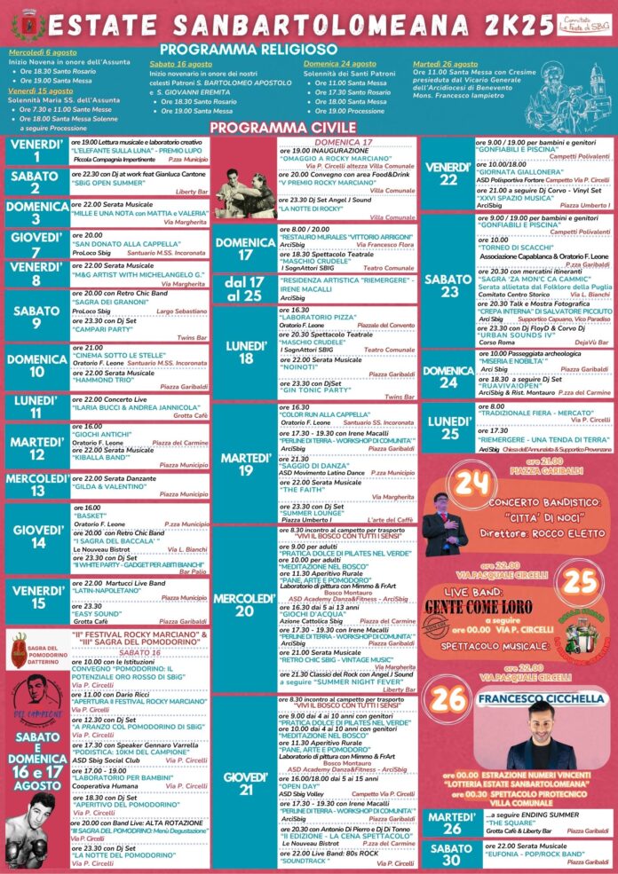 San Bartolomeo in Galdo accende l’estate: cultura, musica, tradizione e spettacolo fino a fine ...